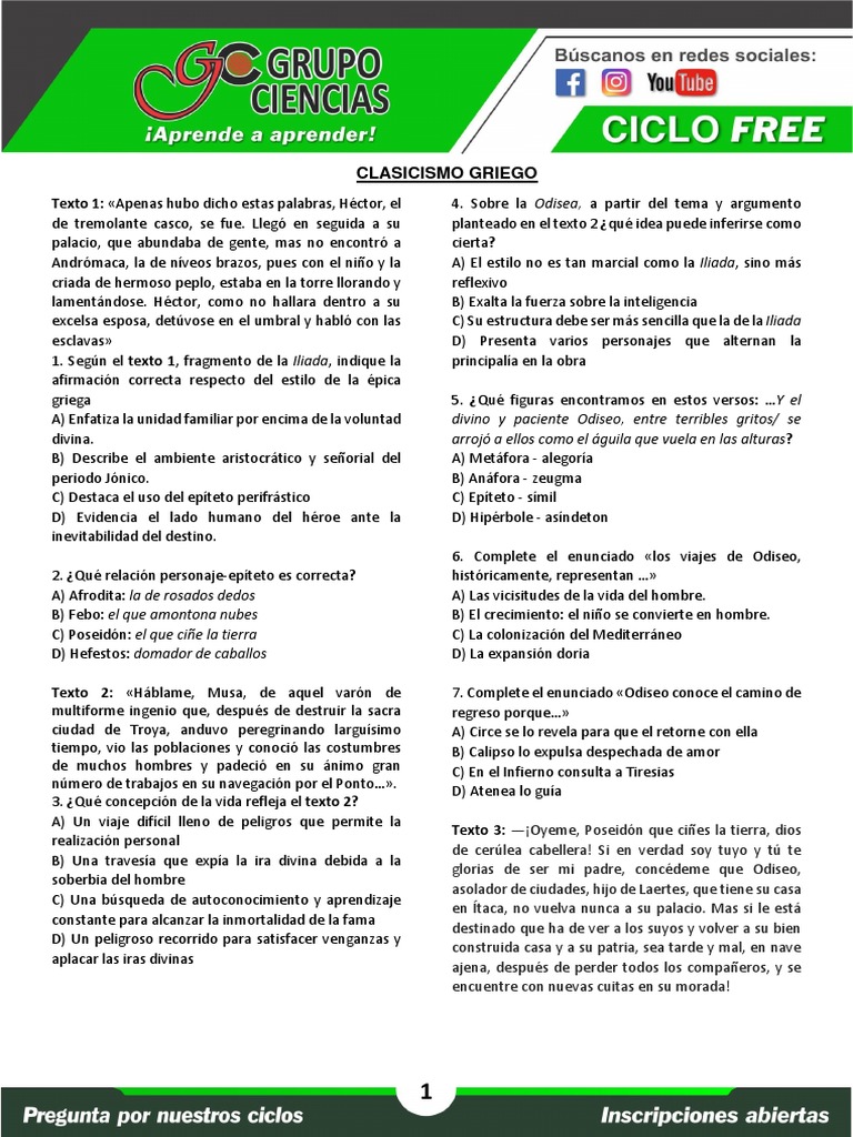 Clasicismo Griego | PDF | Odiseo | Ilíada