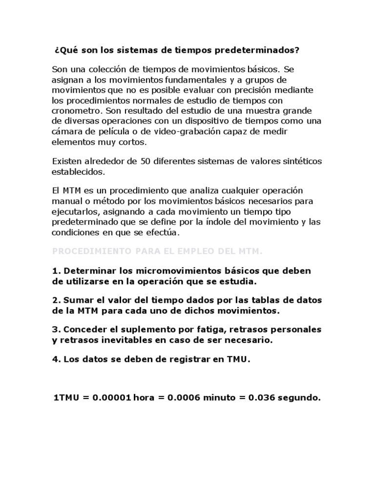 Sistemas de Tiempos Predeterminados | PDF