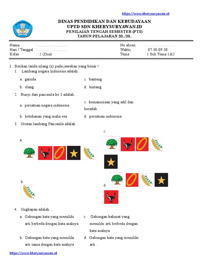 Soal PTS Kelas 2 Tema 1 Sub 1&2 | PDF