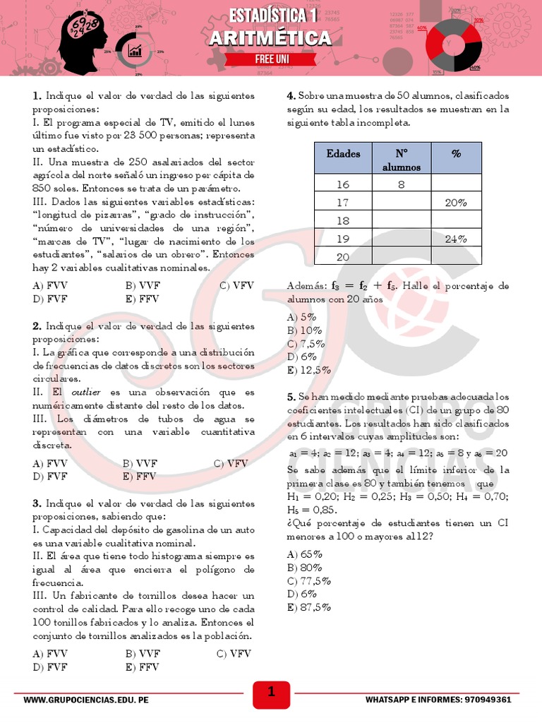 Estadística 1 | PDF | Estadísticas