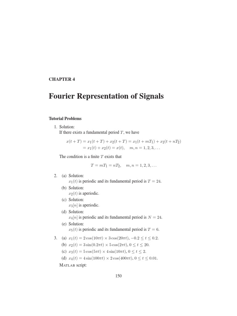 Fourier Representation of Signals: Tutorial Problems | PDF | Spectral Density | Discrete Fourier ...