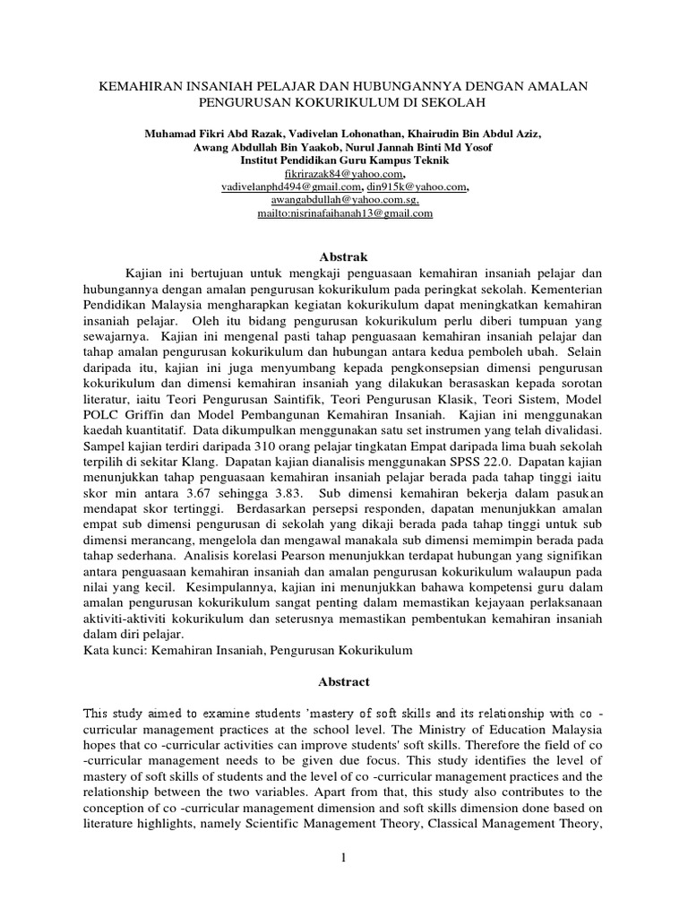 Kemahiran Insaniah Pelajar Dan Hubungannya Dengan Amalan | PDF