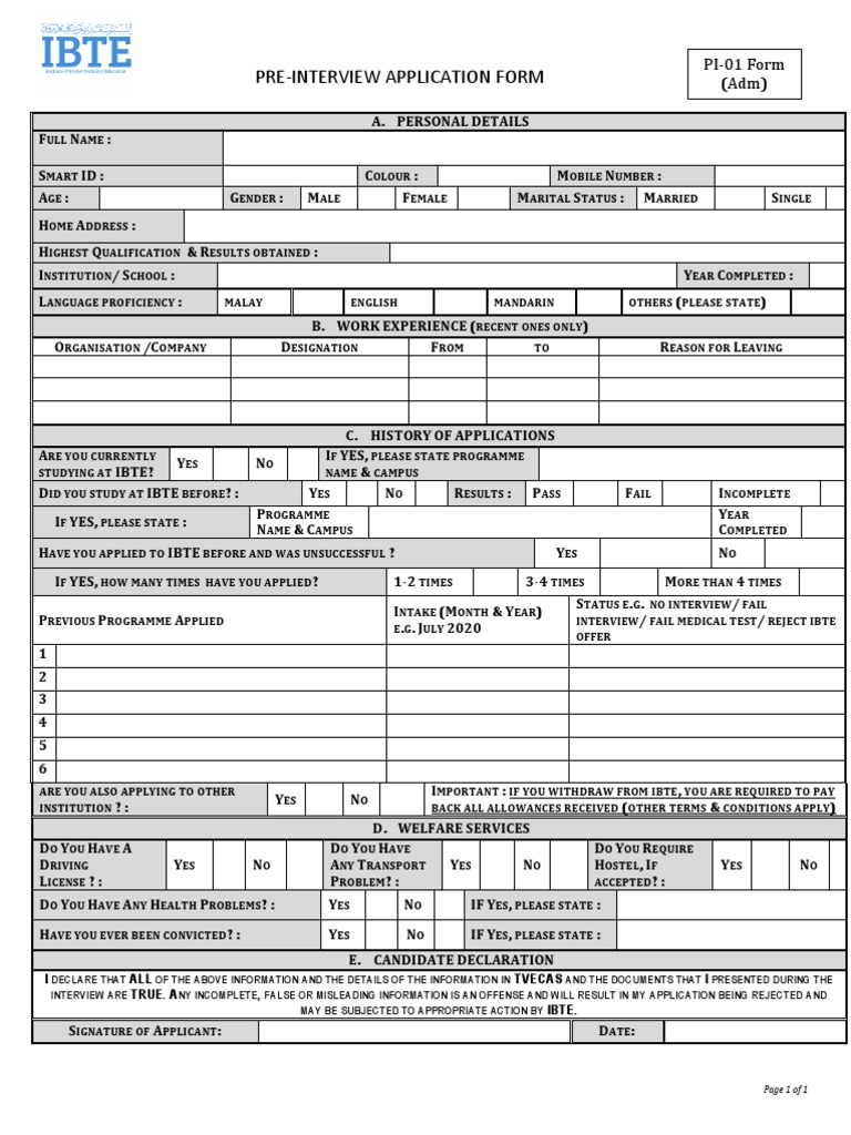 2022_Pre-interview Form updated 22022021 | PDF
