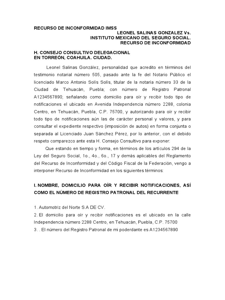 Recurso de Inconformidad Imss | PDF | Justicia | Crimen y violencia
