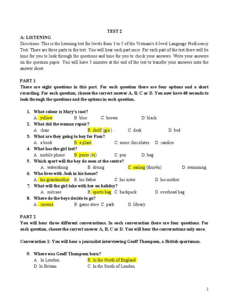 Listening Test 2 Pdf Aurora Sleep