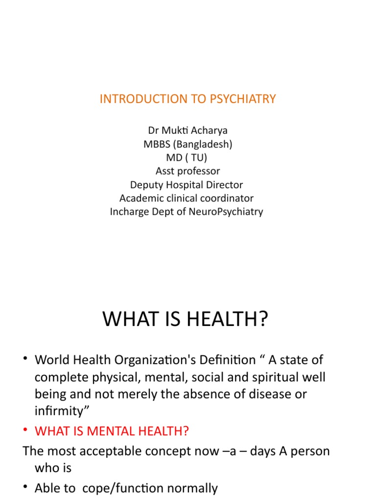 Introduction To Psychiatry | PDF | Mental Disorder | Psychiatry