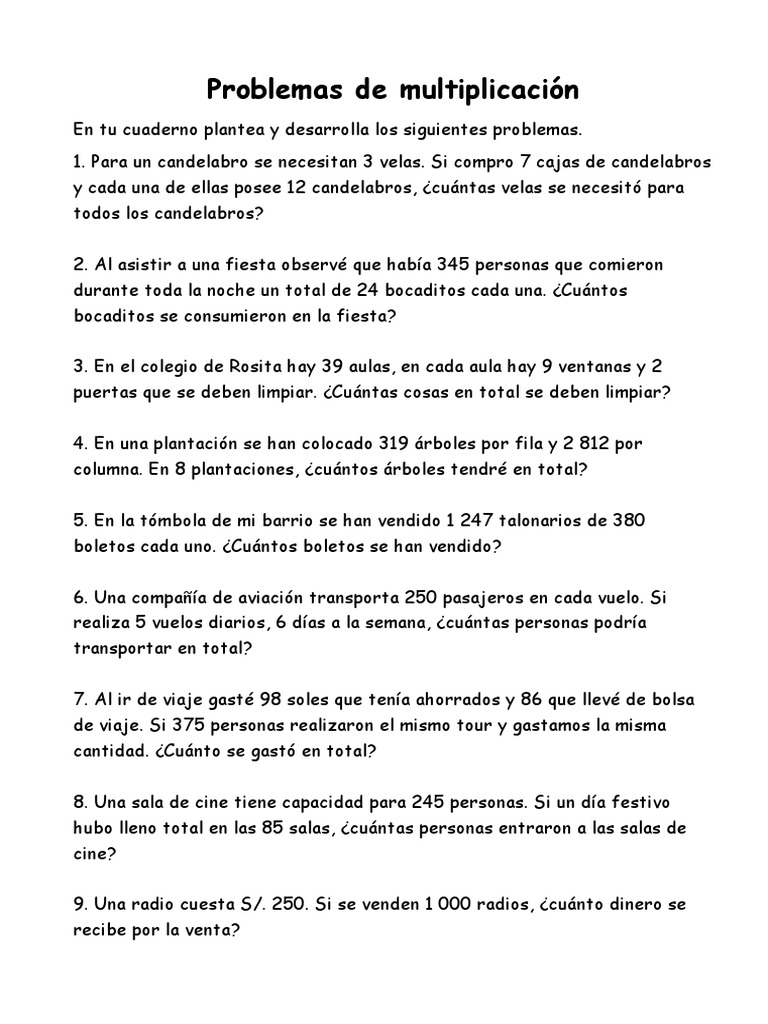 Problemas de Multiplicación | PDF