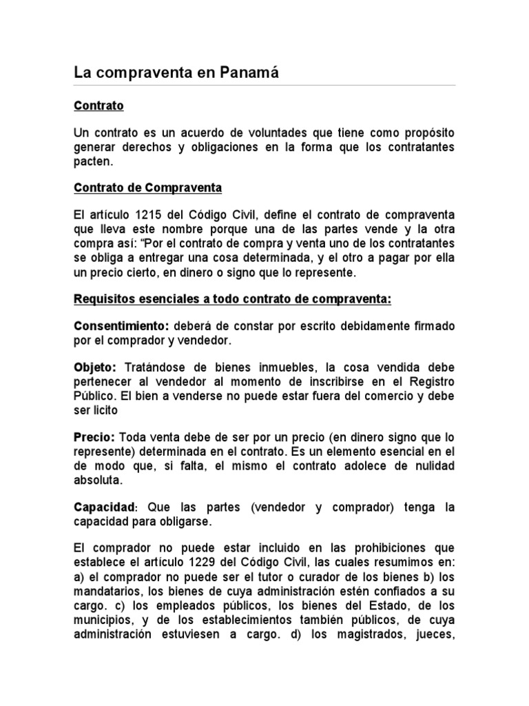 La Compraventa en Panamá | PDF | Préstamo hipotecario | Derecho privado