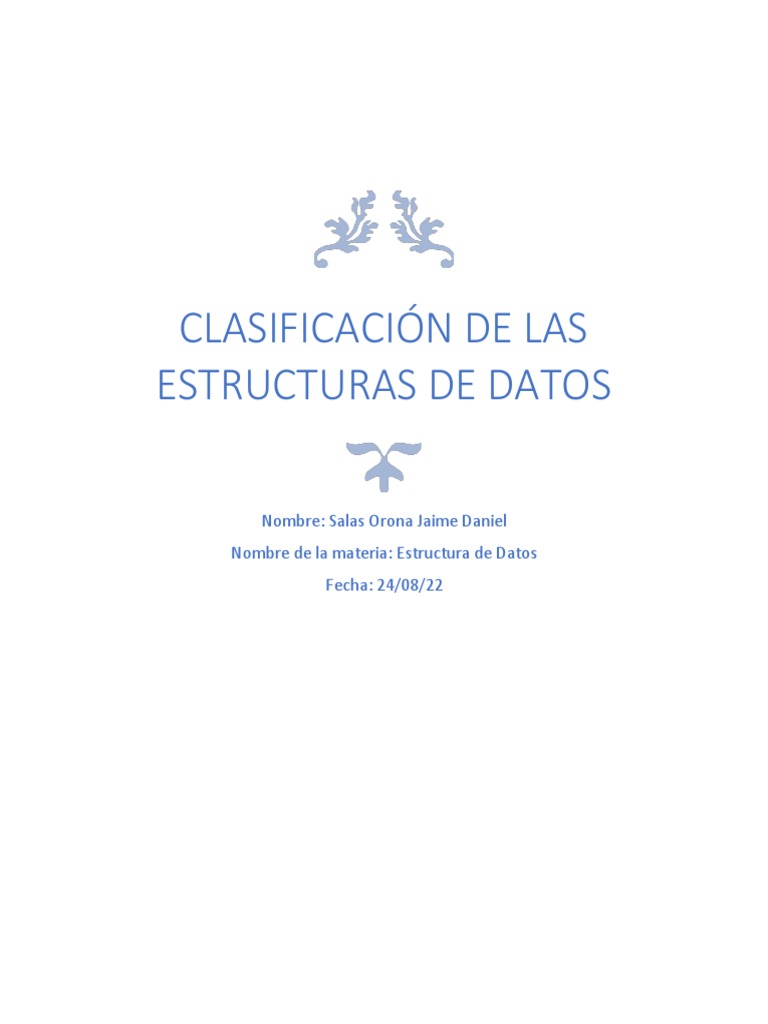 Clasificación de Las Estructuras de Datos | PDF | Programa de ... Clasificación de Las Estructuras de Datos | PDF | Programa de ...