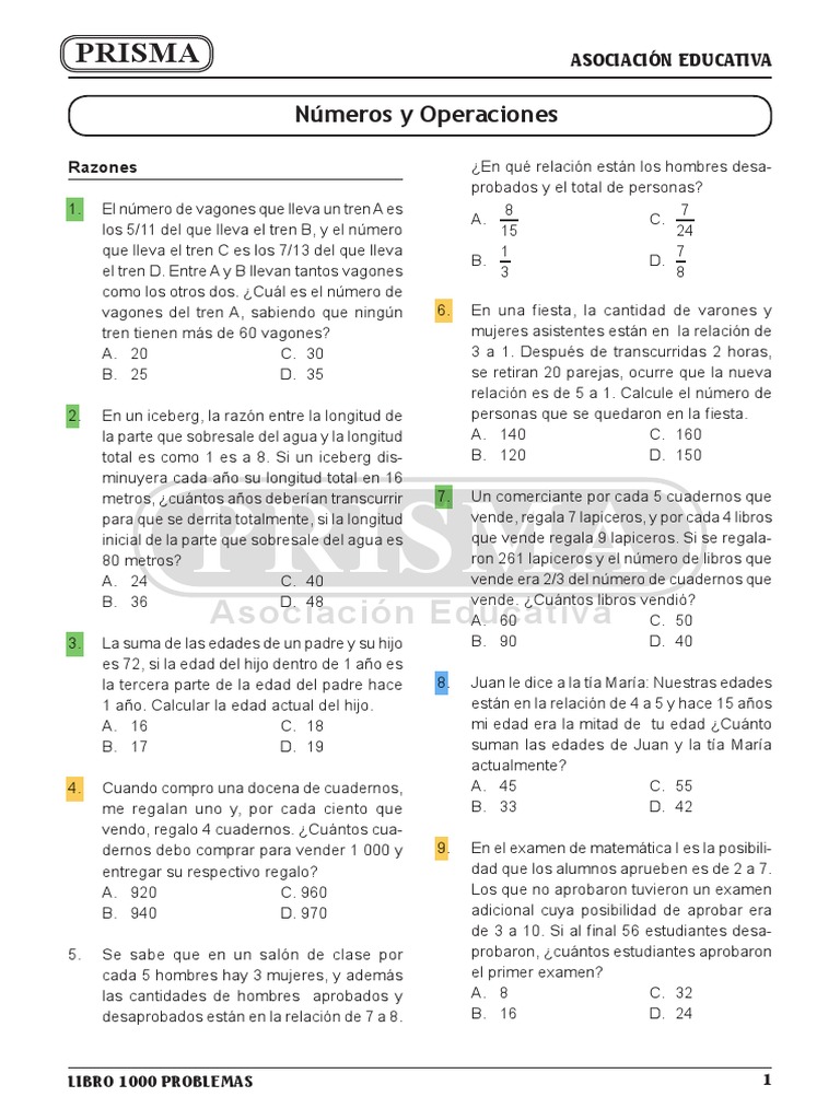 Problemas de Matemáticas y Razones | PDF | Concentración | División ...