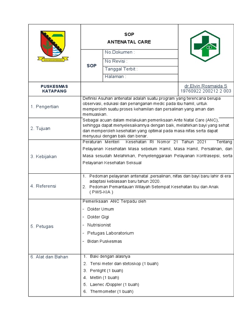 Sop Antenatal Care Baru | PDF