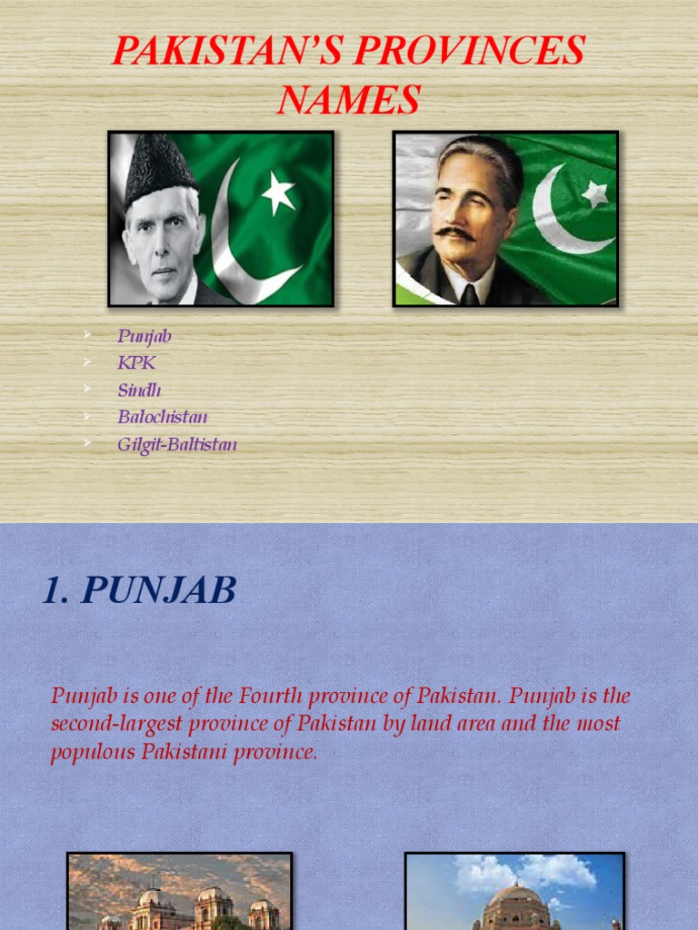 Pakistan'S Provinces Names: Punjab KPK Sindh Balochistan Gilgit ...