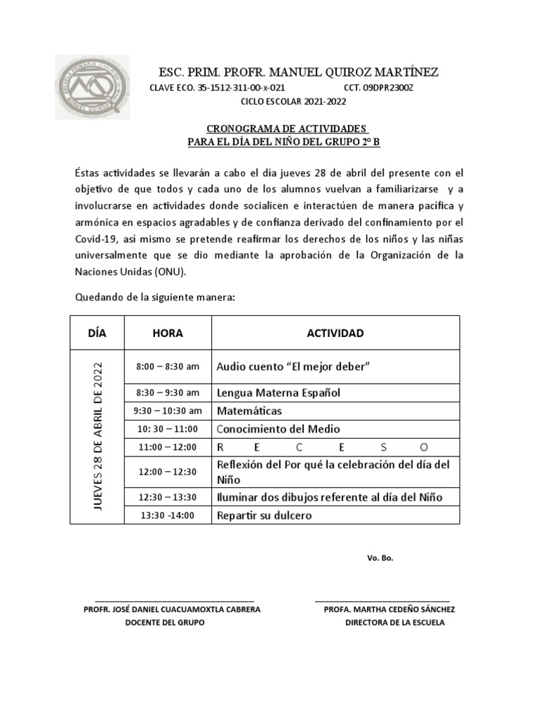 Actividades Dia Del Niño | PDF
