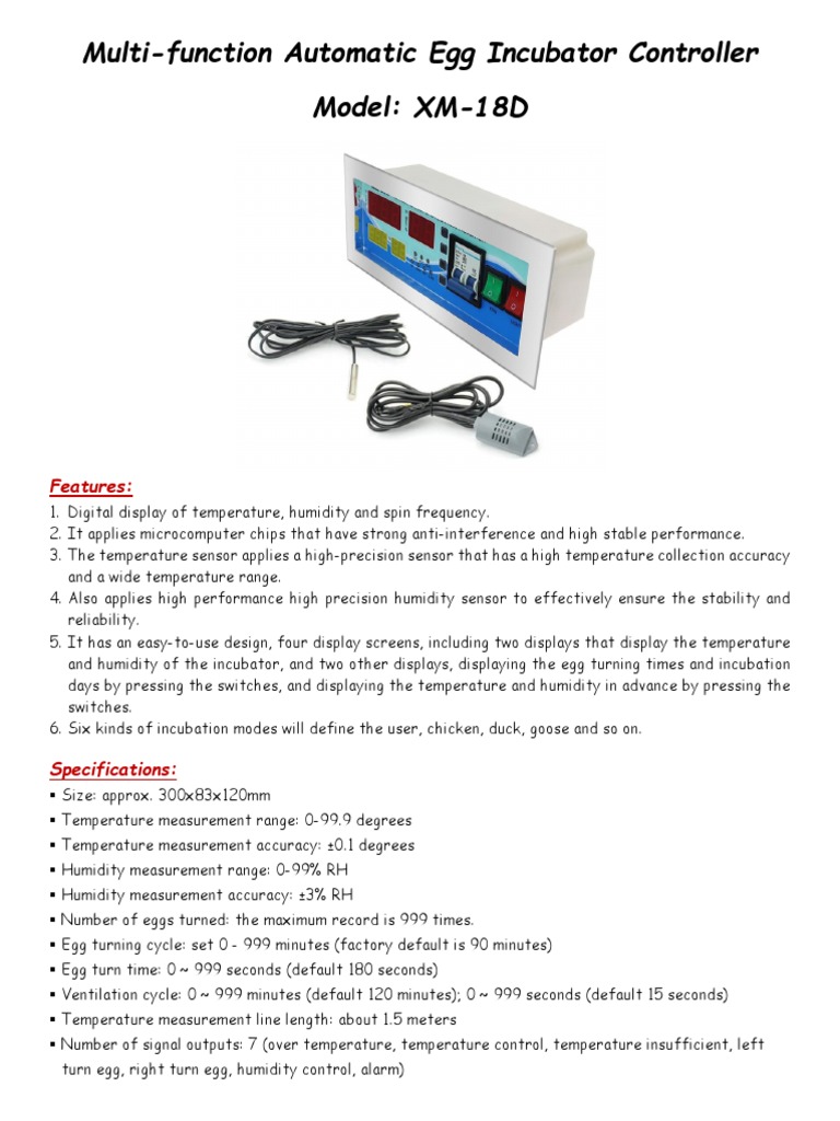 Multi-Function Automatic Egg Incubator Controller Model: XM-18D | PDF