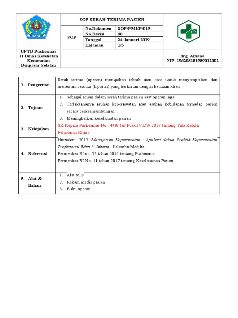 SOP Serah Terima (Handover) | PDF | Pengembangan Diri | Sains & Matematika