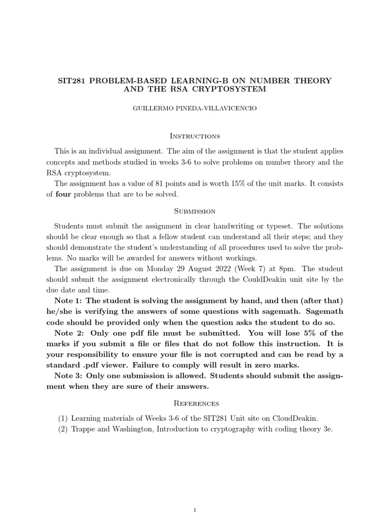 SIT281 Problem Based Learning B 2022 | PDF | Theoretical Computer Science | Mathematics
