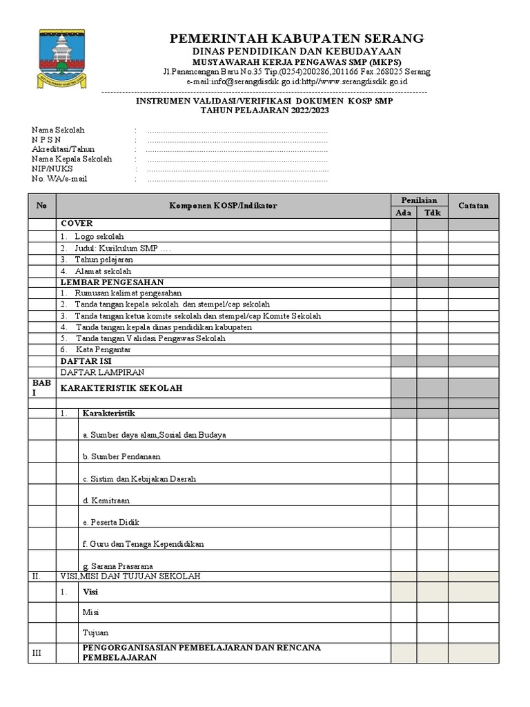 Instrumen - Validasi - Kosp - SMP.2022 - Ok | PDF