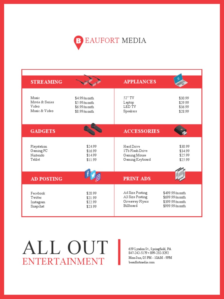 Free Media Price List Template | PDF