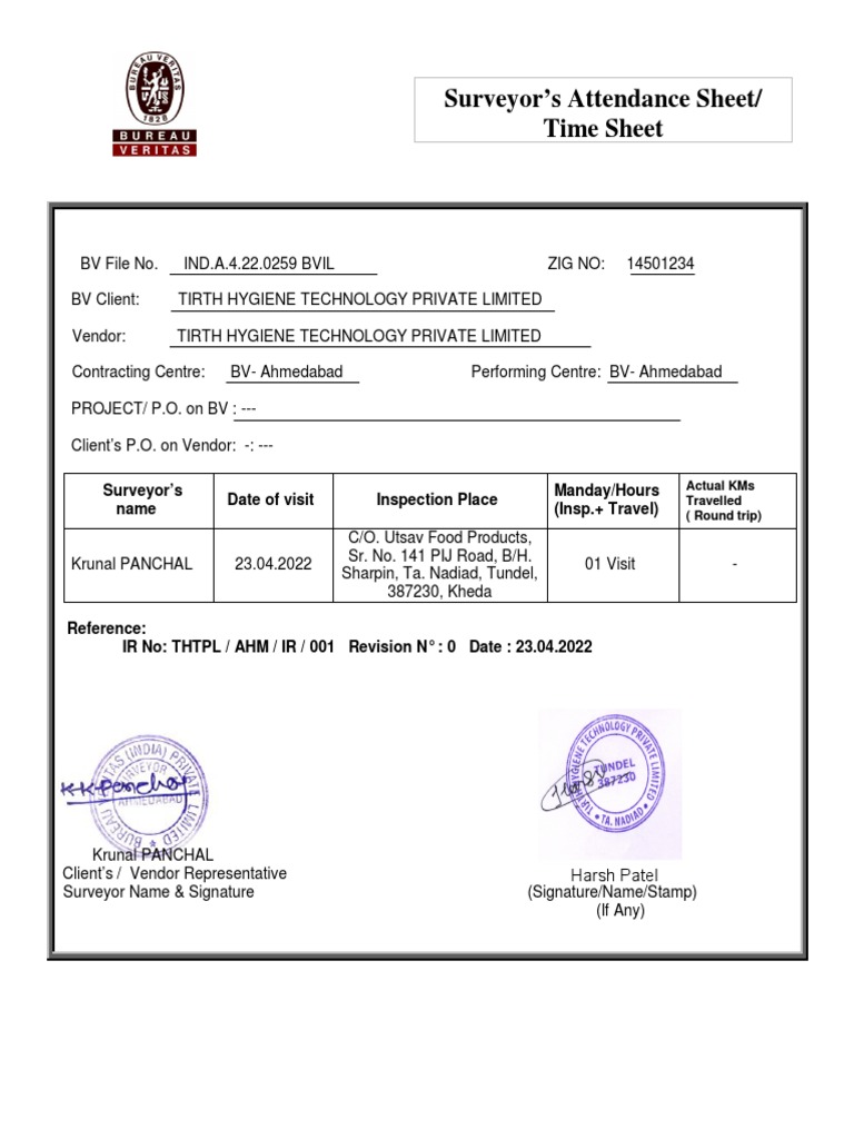 TIME SHEET Dtd. 23.04.2022 | PDF