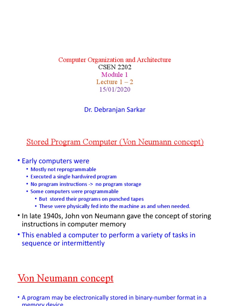 Lecture 1-2 Computer Organization and Architecture | PDF | Computer ...