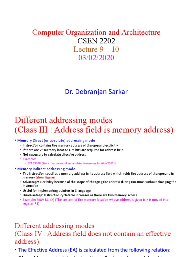 Lecture 9 10 Computer Organization And Architecture Pdf Random Access Memory Computer Data