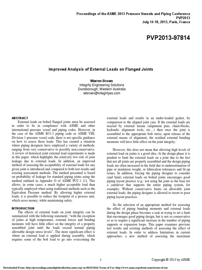 Improved Analysis of External Loads On Flanged Joints | PDF ...