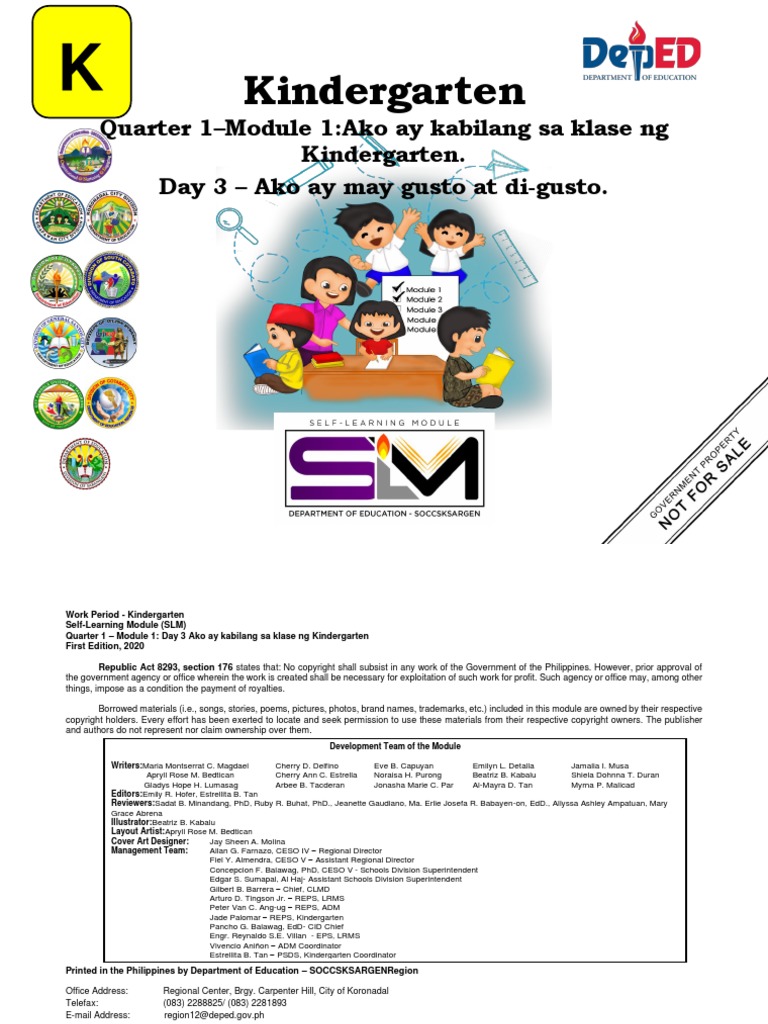 Kinder Week 1 - Day 3 | PDF | Learning | Understanding