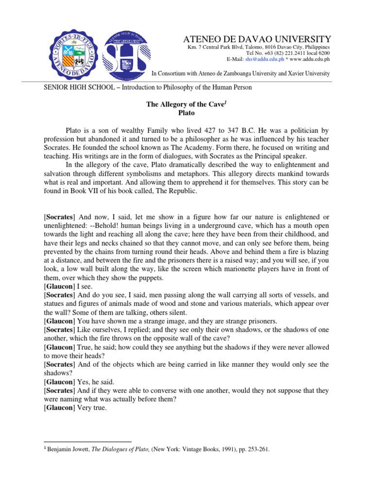 B Platos Allegory of The Cave | PDF | Socrates | Soul