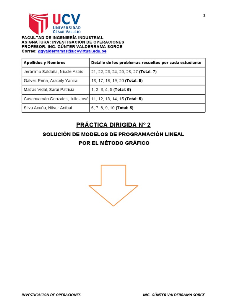 Práctica Dirigida #2 - Investigación de Operaciones (Grupo 7) | PDF | Programación lineal | La ...