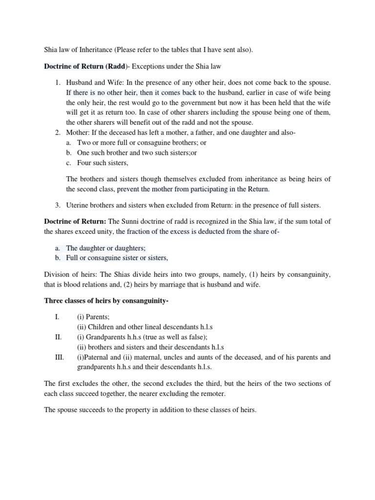 Shia Law - Inheritance | PDF | Inheritance | Marriage