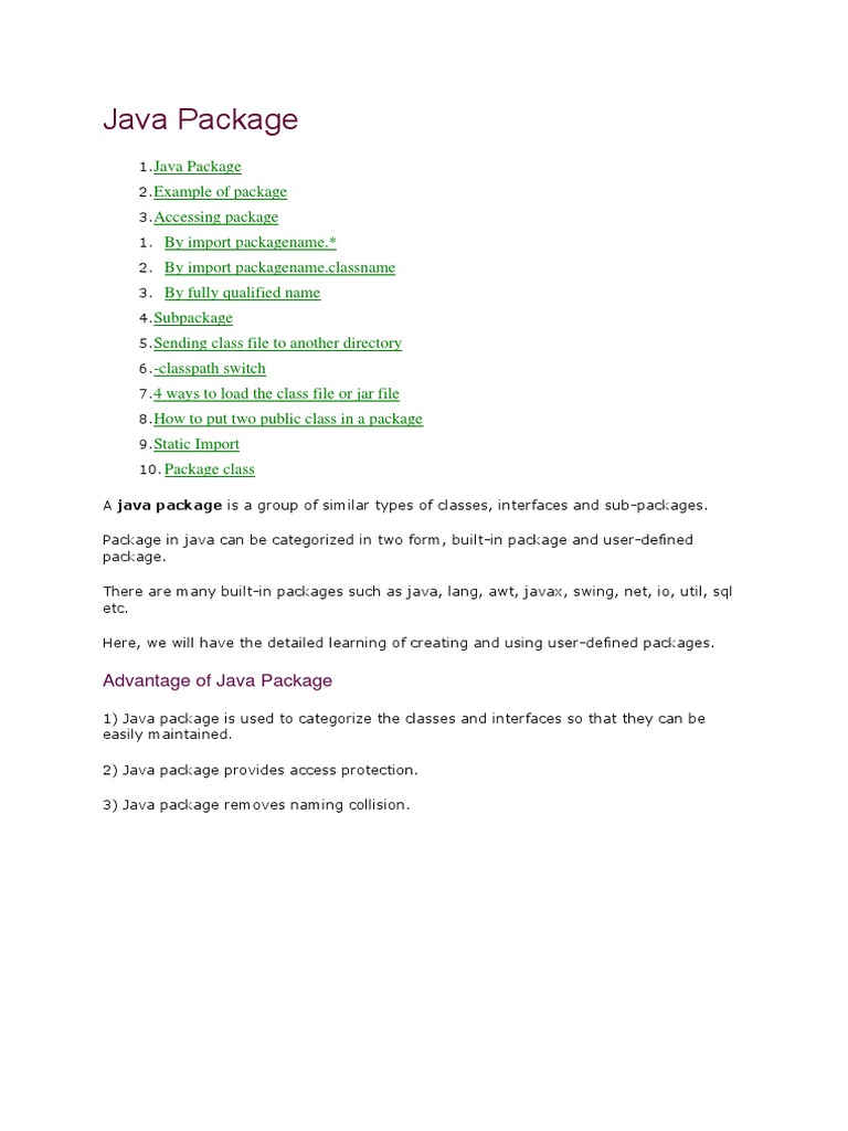 Java Package Notes Pdf Java Programming Language Class Computer Programming