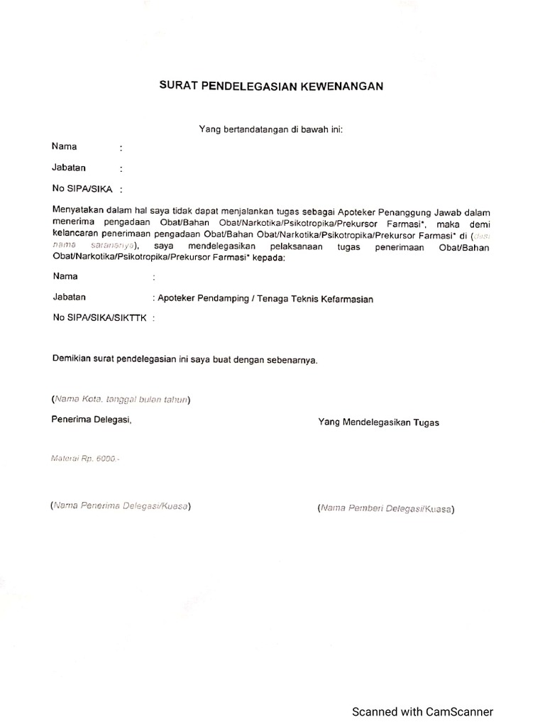 Form Delegasi | PDF
