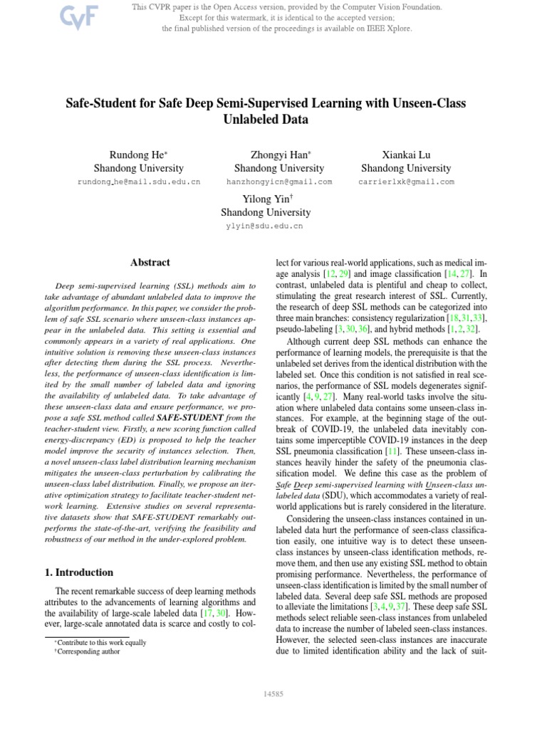 He Safe-Student For Safe Deep Semi-Supervised Learning With Unseen-Class Unlabeled Data CVPR ...
