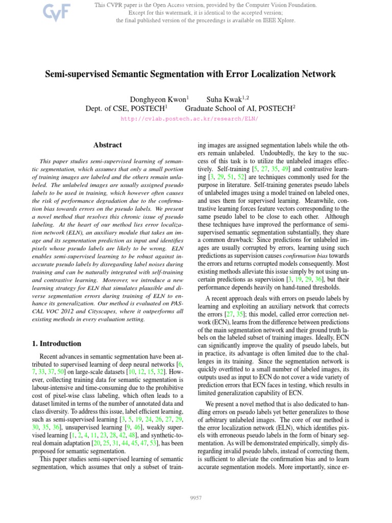 Kwon Semi-Supervised Semantic Segmentation With Error Localization Network CVPR 2022 Paper | PDF ...