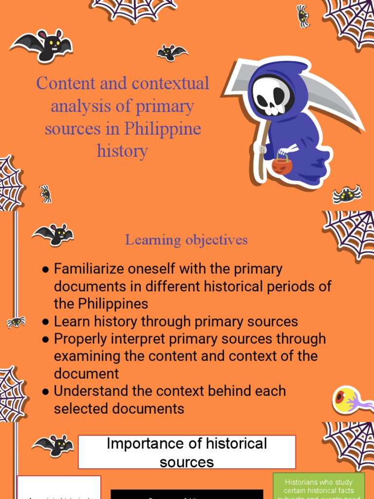 Content and Contextual Analysis of Primary Sources in Philippine ...