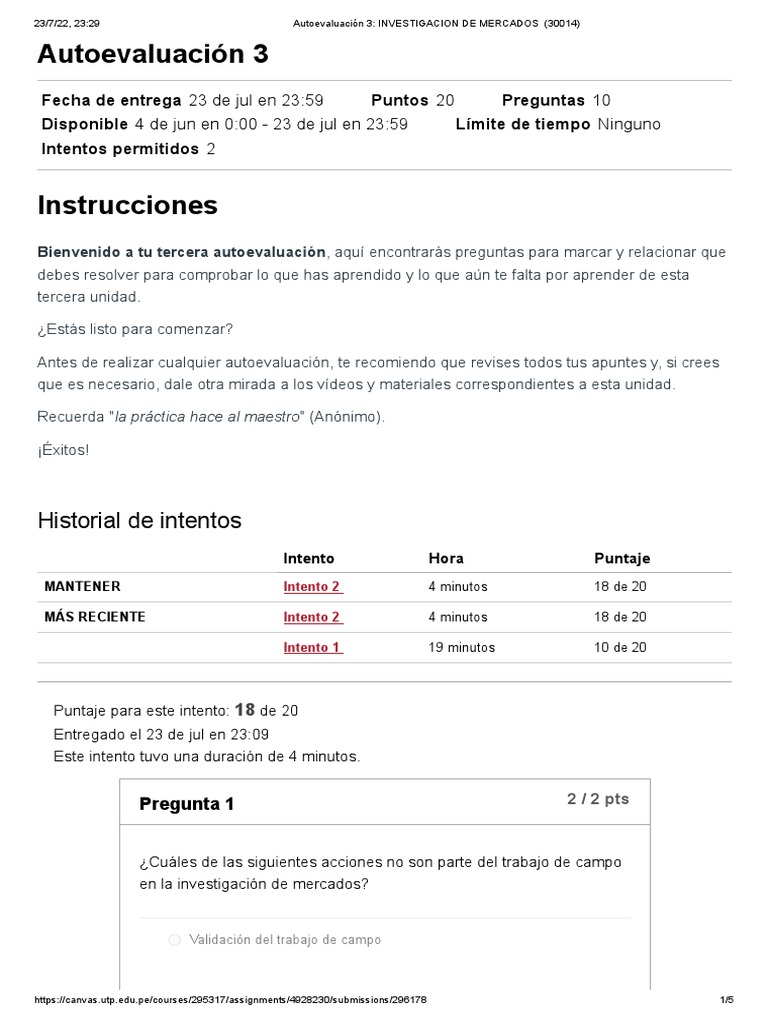 Autoevaluación 3 - Inv Merczdos | PDF | Investigación de mercado | Cuestionario