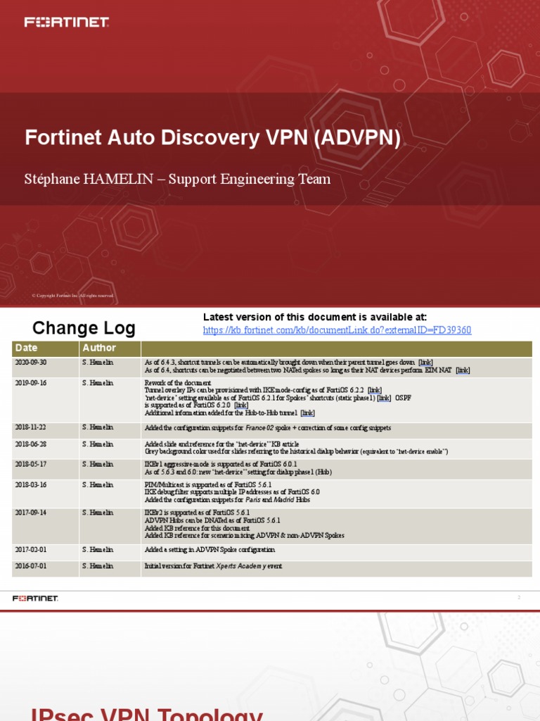 Fortinet Auto Discovery VPN (ADVPN) : Stéphane HAMELIN - Support ...