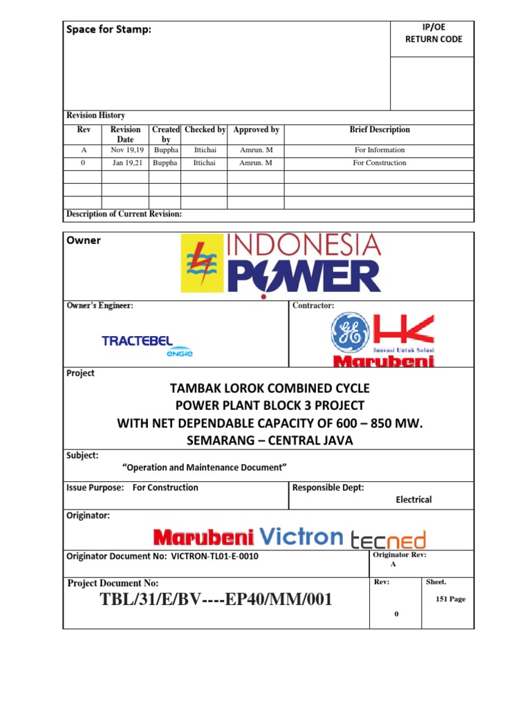 TBL - 31 - E - BV - EP - 40 - MM - 001 Operation and Maintenance ...