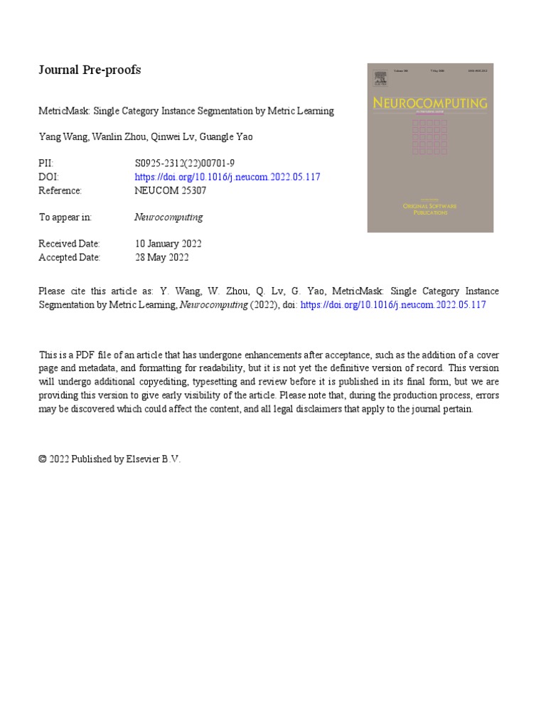 Journal Pre-Proofs: Neurocomputing | PDF | Image Segmentation