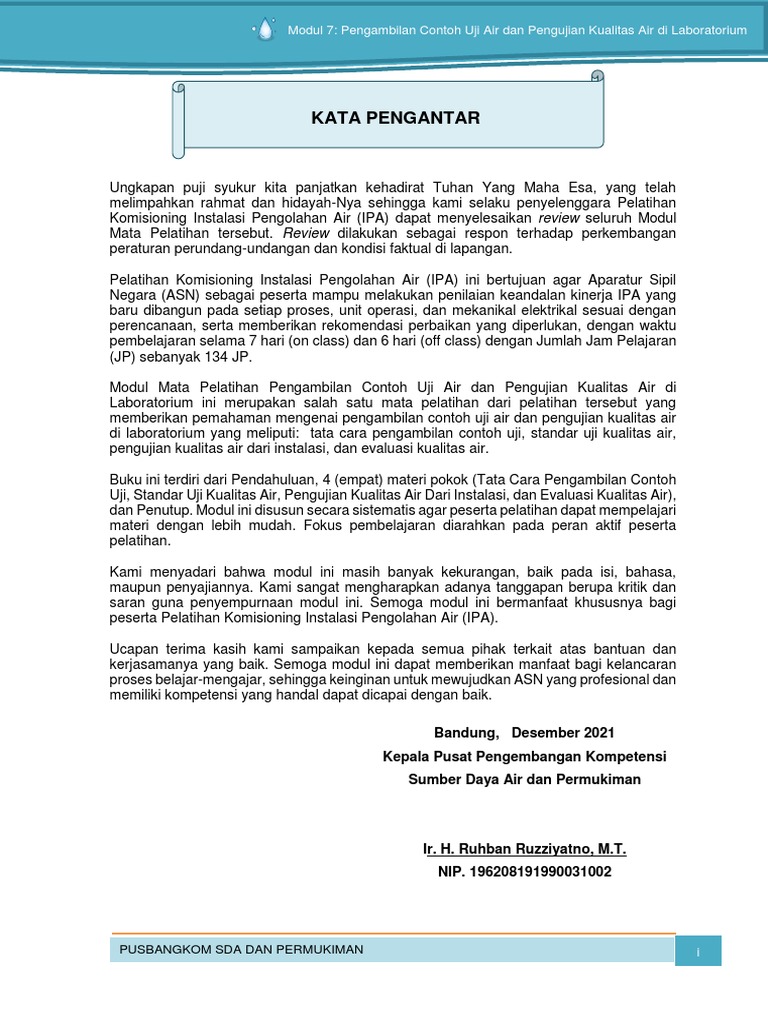 Modul 7 Pengambilan Contoh Uji Air Dan Pengujian Kualitas Air Di ...