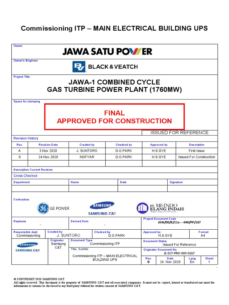 JAW - 00 - K - 11a - 040 - PP - 167 Commissioning ITP For Main ...