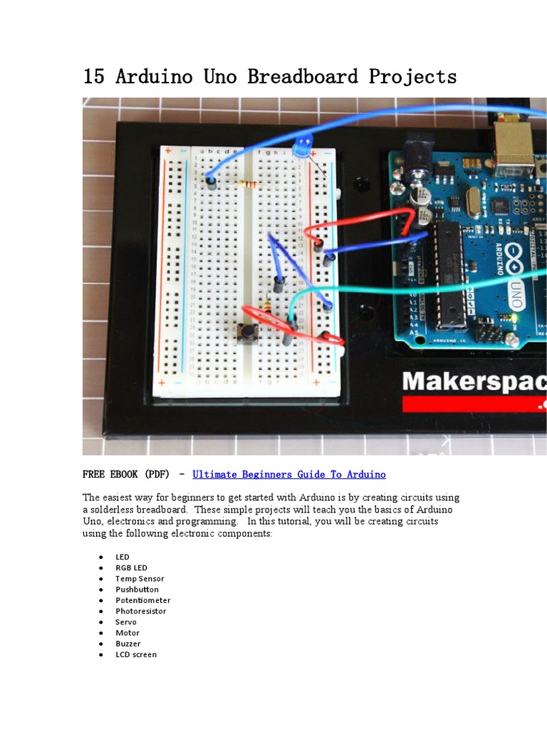 15 Arduino Uno Breadboard Projects | PDF | Arduino | Rgb Color Model