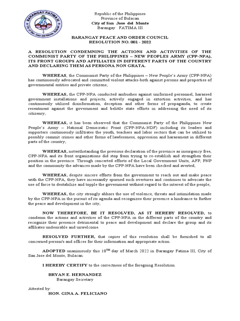 Declaring CPP-NPA Persona Non Grata | PDF | Government