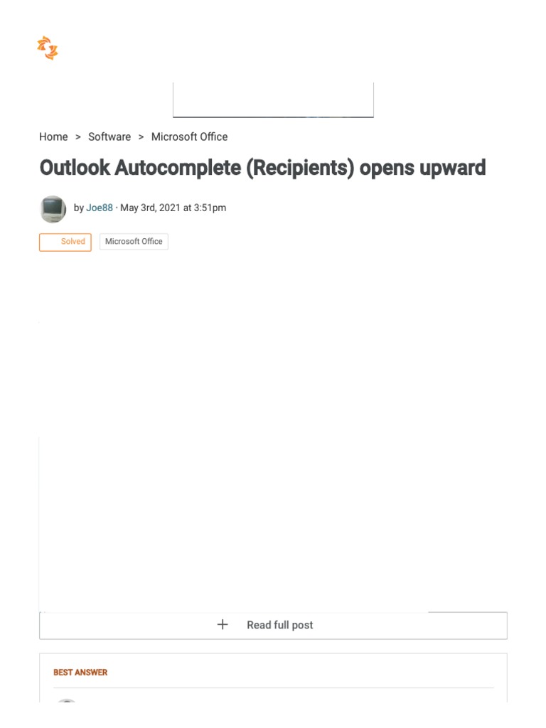 (SOLVED) Outlook Autocomplete (Recipients) Opens Upward | PDF ...