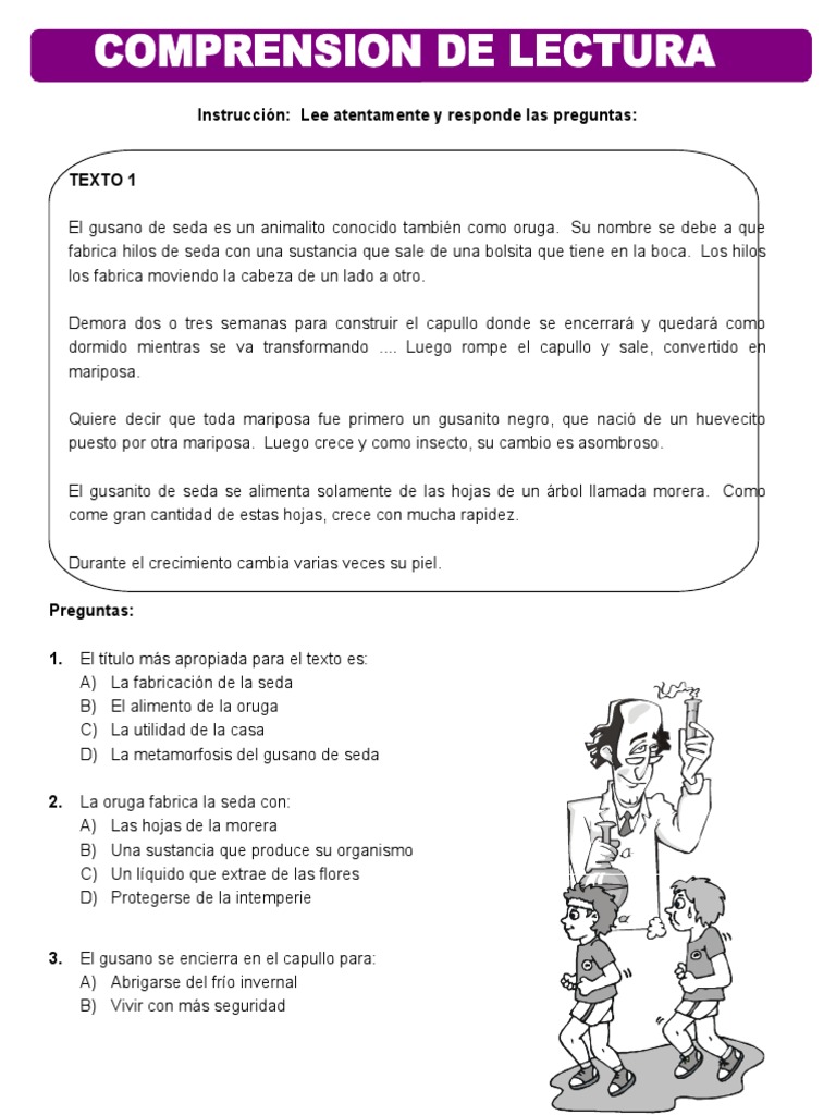 Comprension Lectora Para Cuarto De Primaria Pdf Petróleo Seda