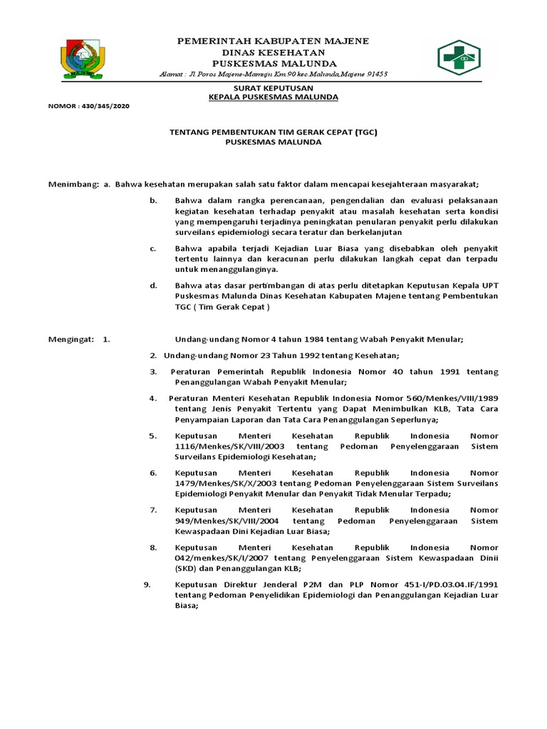 SK TGC Puskesmas Malunda | PDF | Sains & Matematika