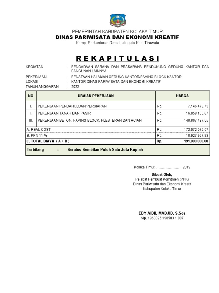 RAB Penataan Halaman Paving Block 2022 | PDF