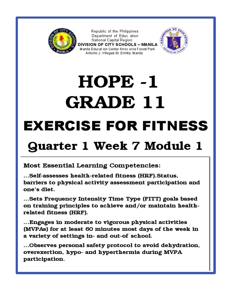 Hope - 1 Grade 11: Exercise For Fitness | PDF | Etiquette | Weight Training