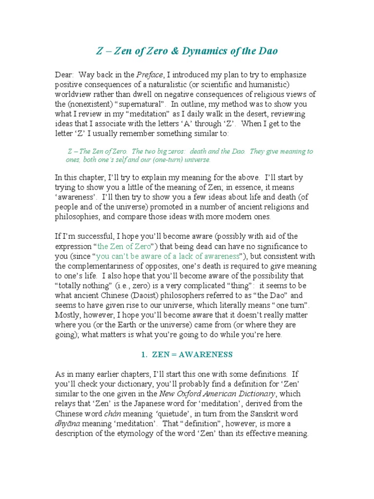 Z - Zen of Zero & Dynamics of The Dao | PDF | Noble Eightfold Path ...