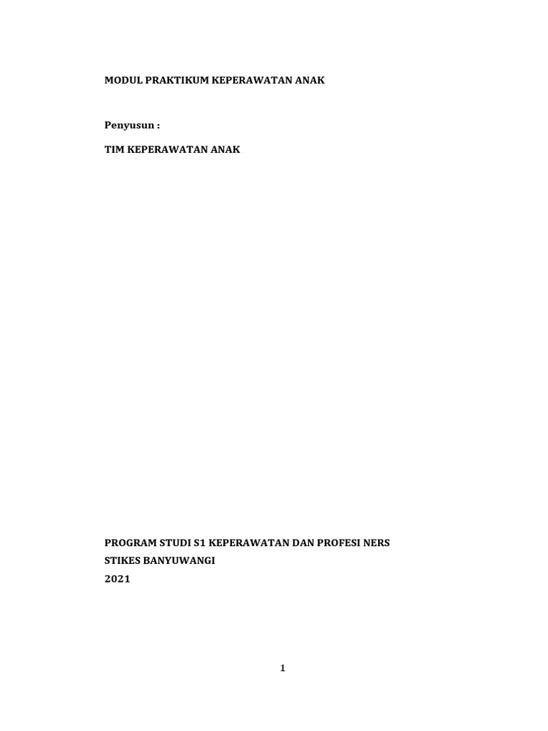 Modul Praktikum Keperawatan Anak S1 Kep | PDF | Karier & Perkembangan | Pengembangan Diri